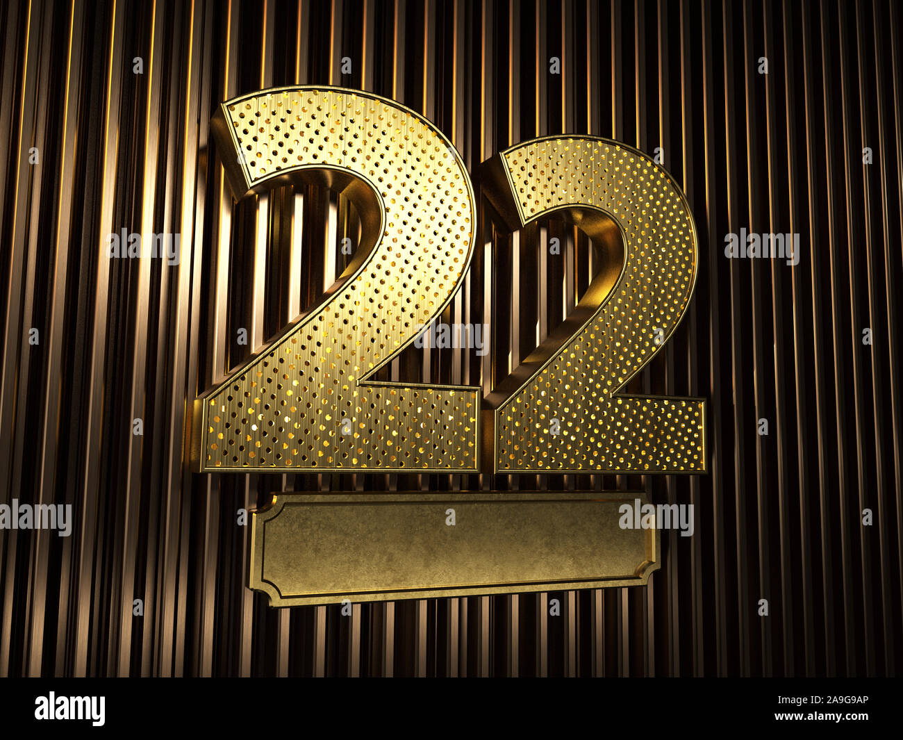 number 22 (number twenty-two) perforated with small holes on the ...