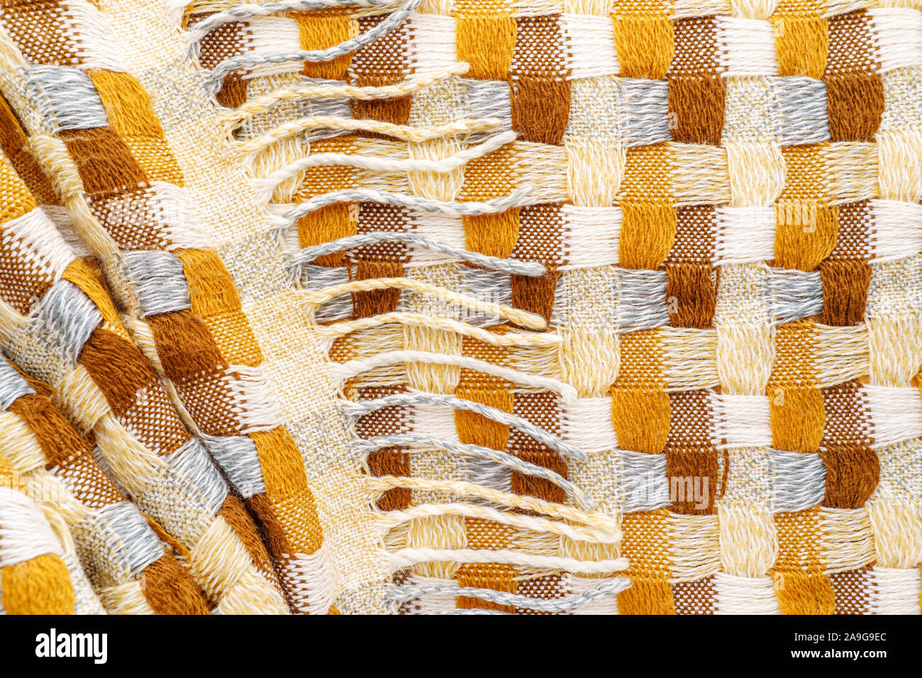 Knitted Plaid with Fringe Background. Knitwear Blanket Fabric Texture ...
