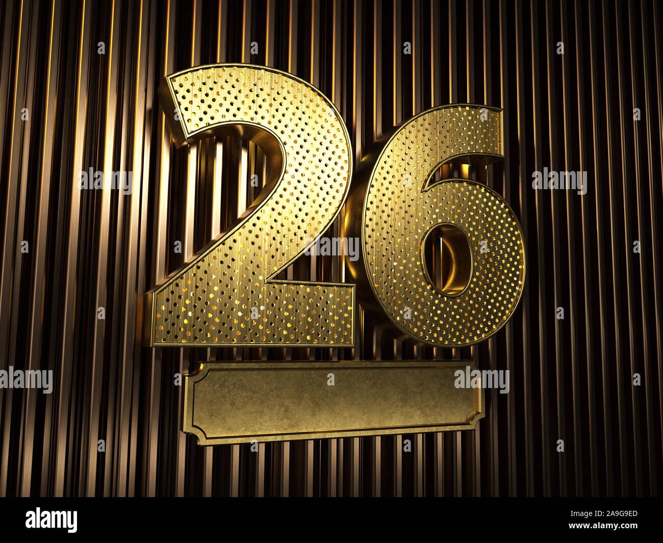 number 26 (number twenty-six) perforated with small holes on the ...