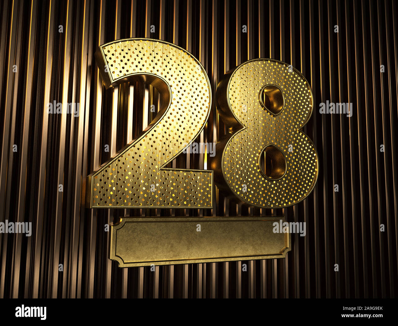 number 28 (number twenty-eight) perforated with small holes on the ...