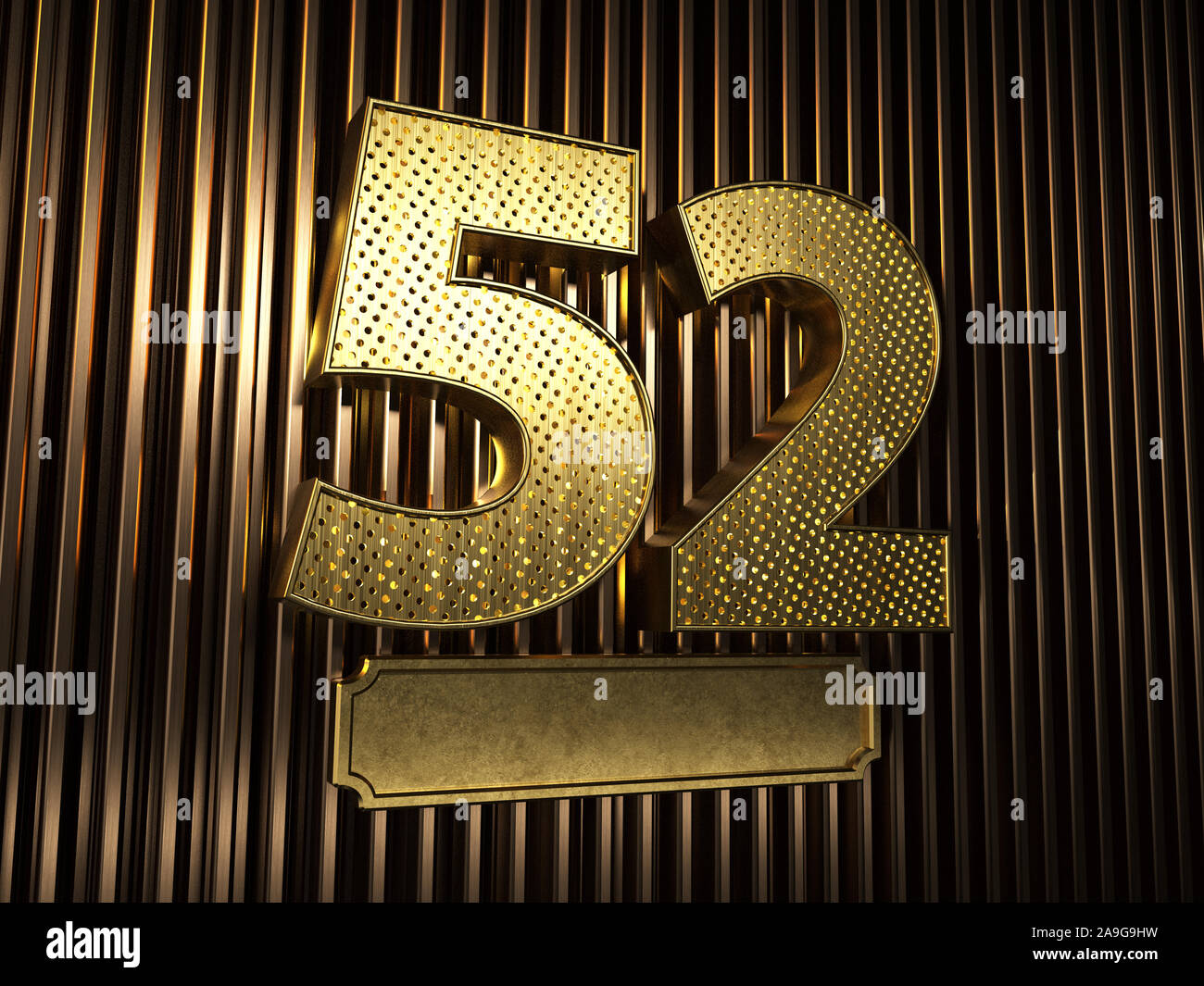 number 52 (number fifty-two) perforated with small holes on the ...