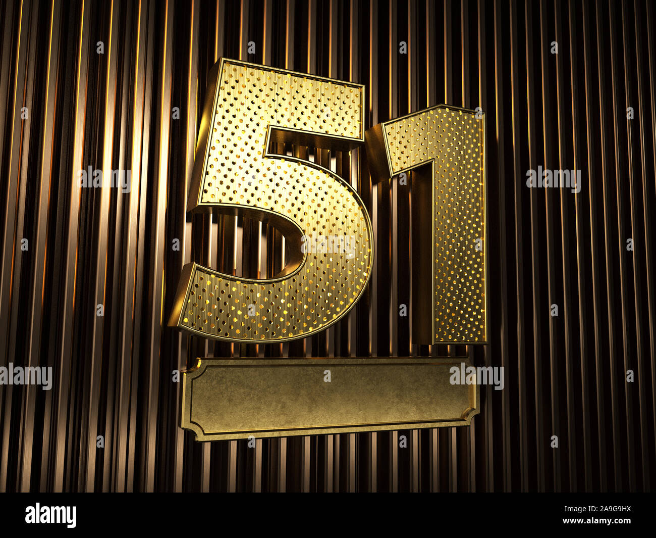 number 51 (number fifty-one) perforated with small holes on the ...