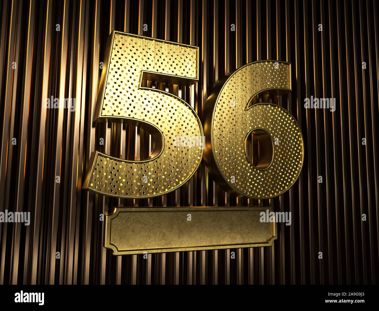 number 56 (number fifty-six) perforated with small holes on the ...