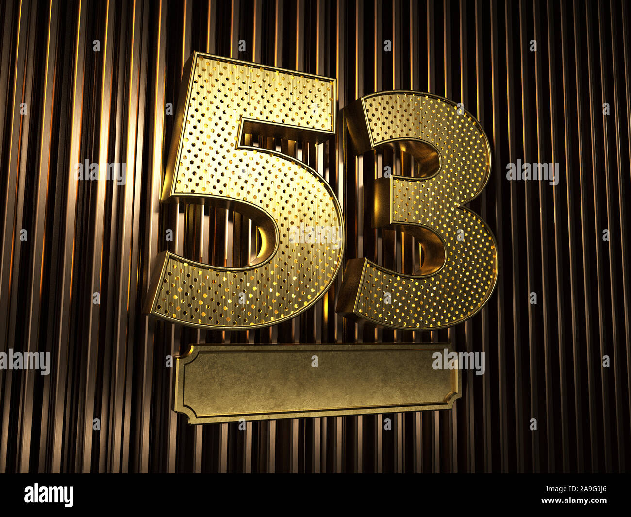 number 53 (number fifty-three) perforated with small holes on the ...