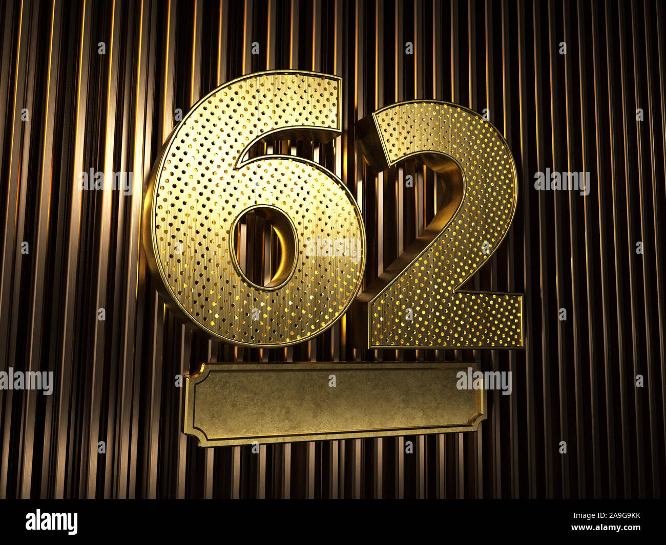 number 62 (number sixty-two) perforated with small holes on the ...