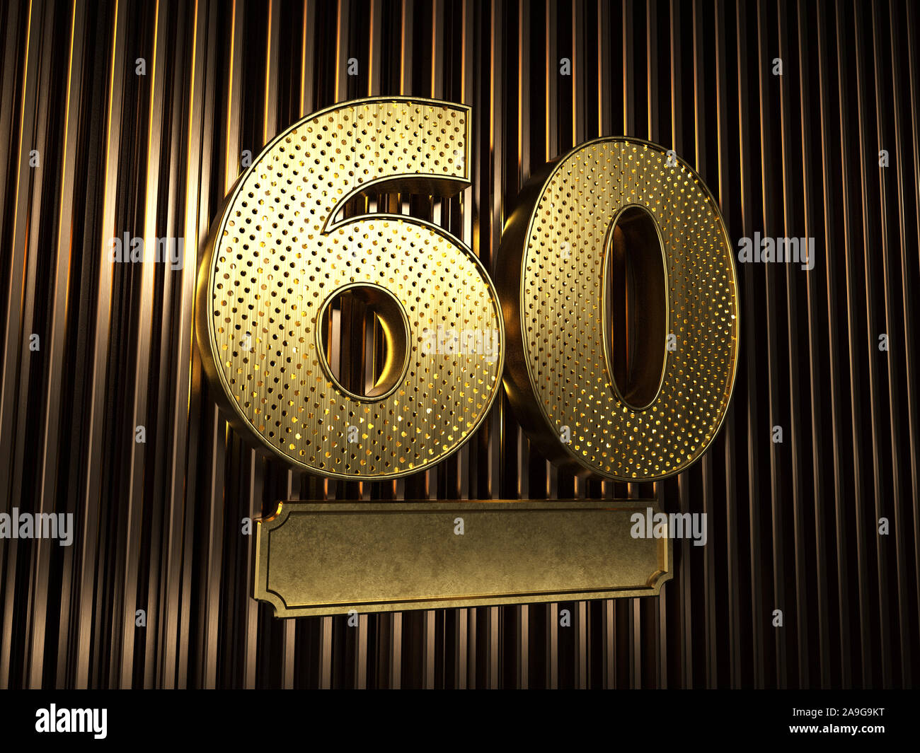 number 60 (number sixty) perforated with small holes on the background ...