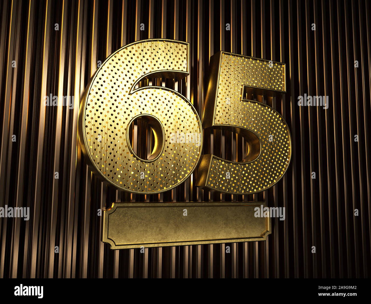 number 65 (number sixty-five) perforated with small holes on the ...