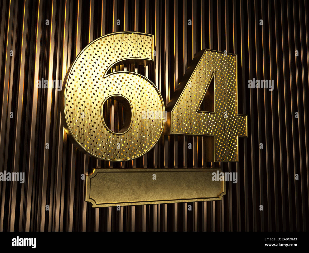 number 64 (number sixty-four) perforated with small holes on the ...