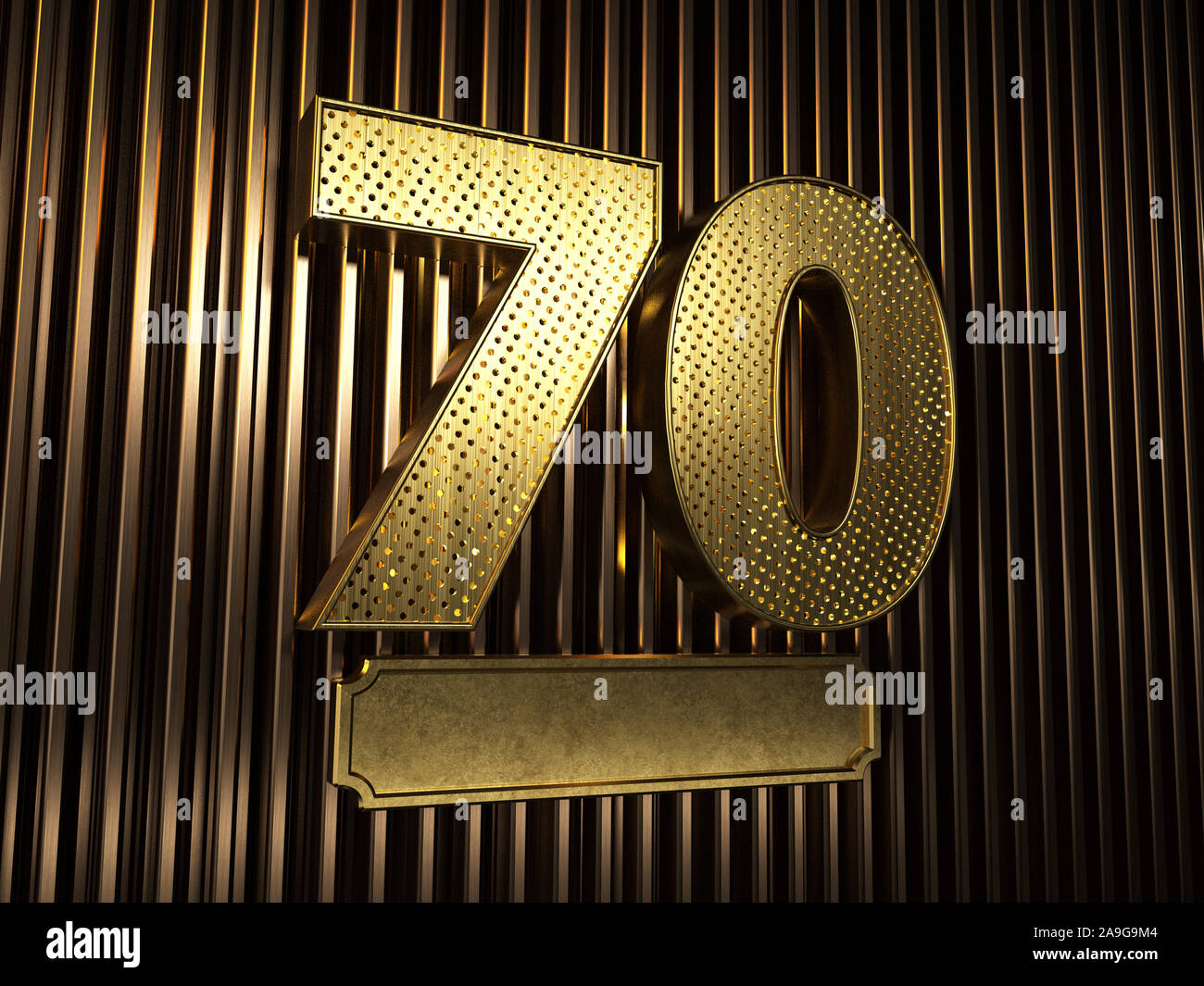 number 70 (number seventy) perforated with small holes on the ...