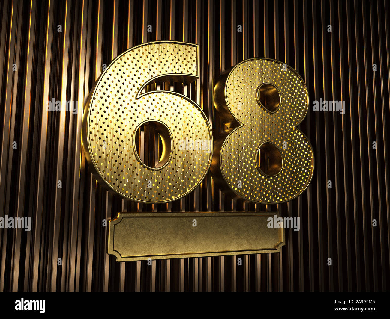 number 68 (number sixty-eight) perforated with small holes on the ...