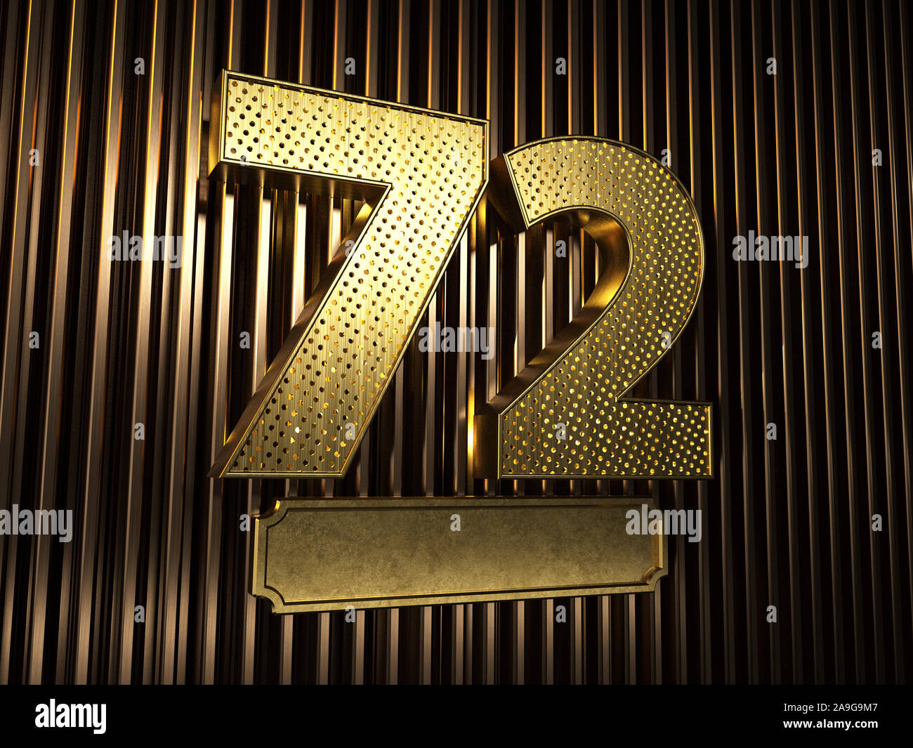 number 72 (number seventy-two) perforated with small holes on the ...