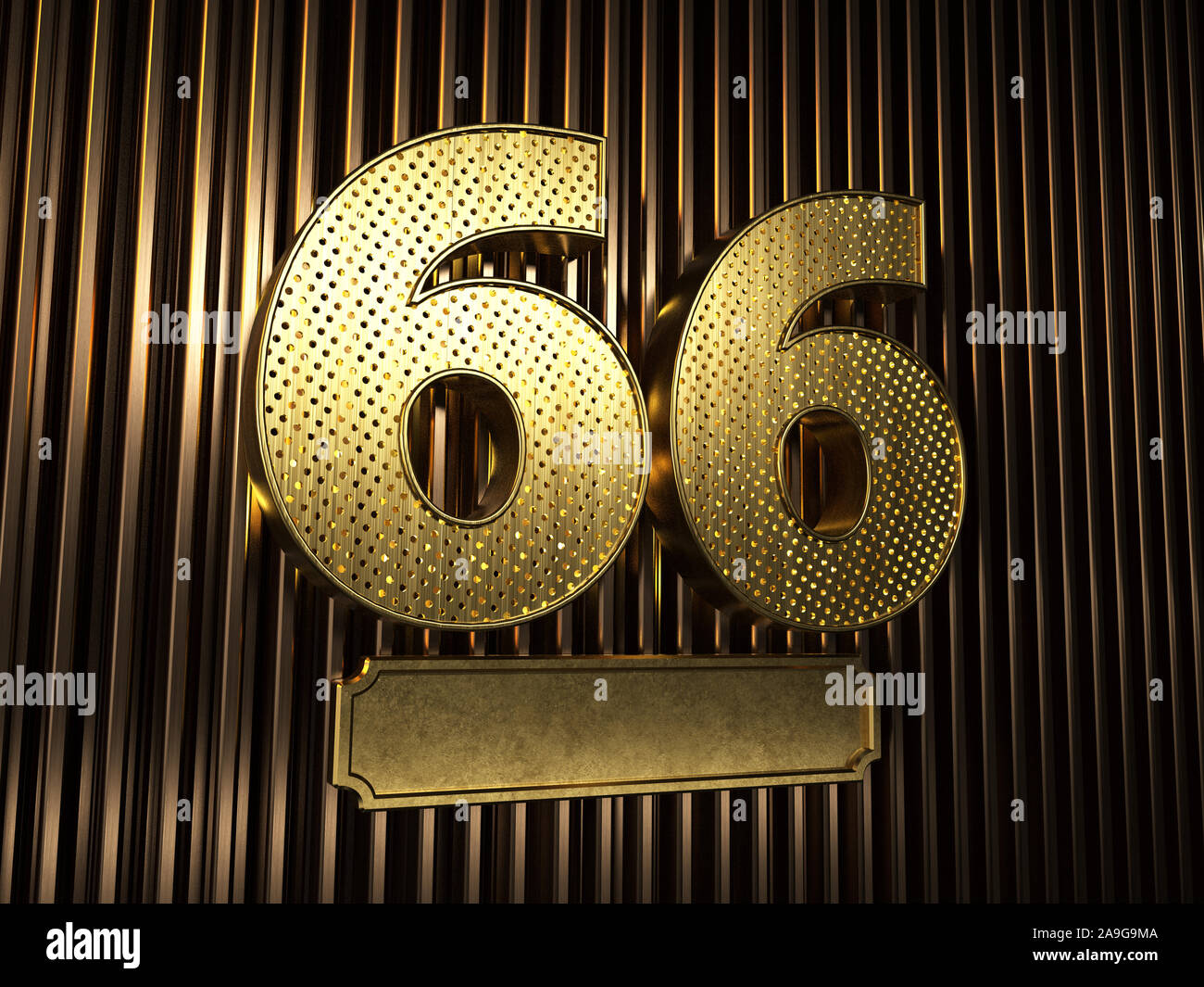 number 66 (number sixty-six) perforated with small holes on the ...