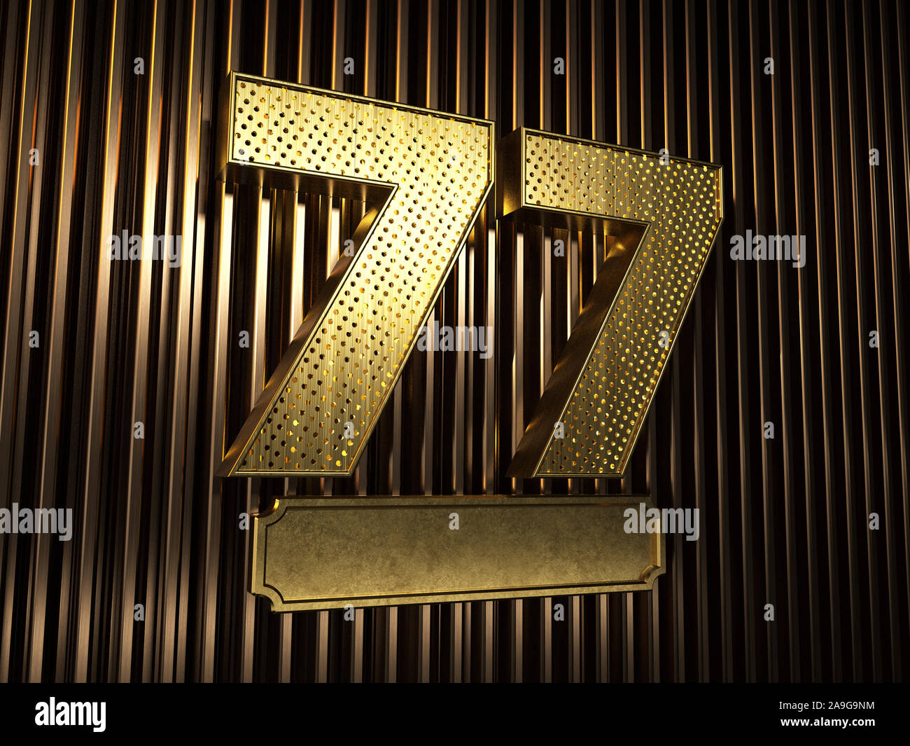 number 77 (number seventy-seven) perforated with small holes on the ...