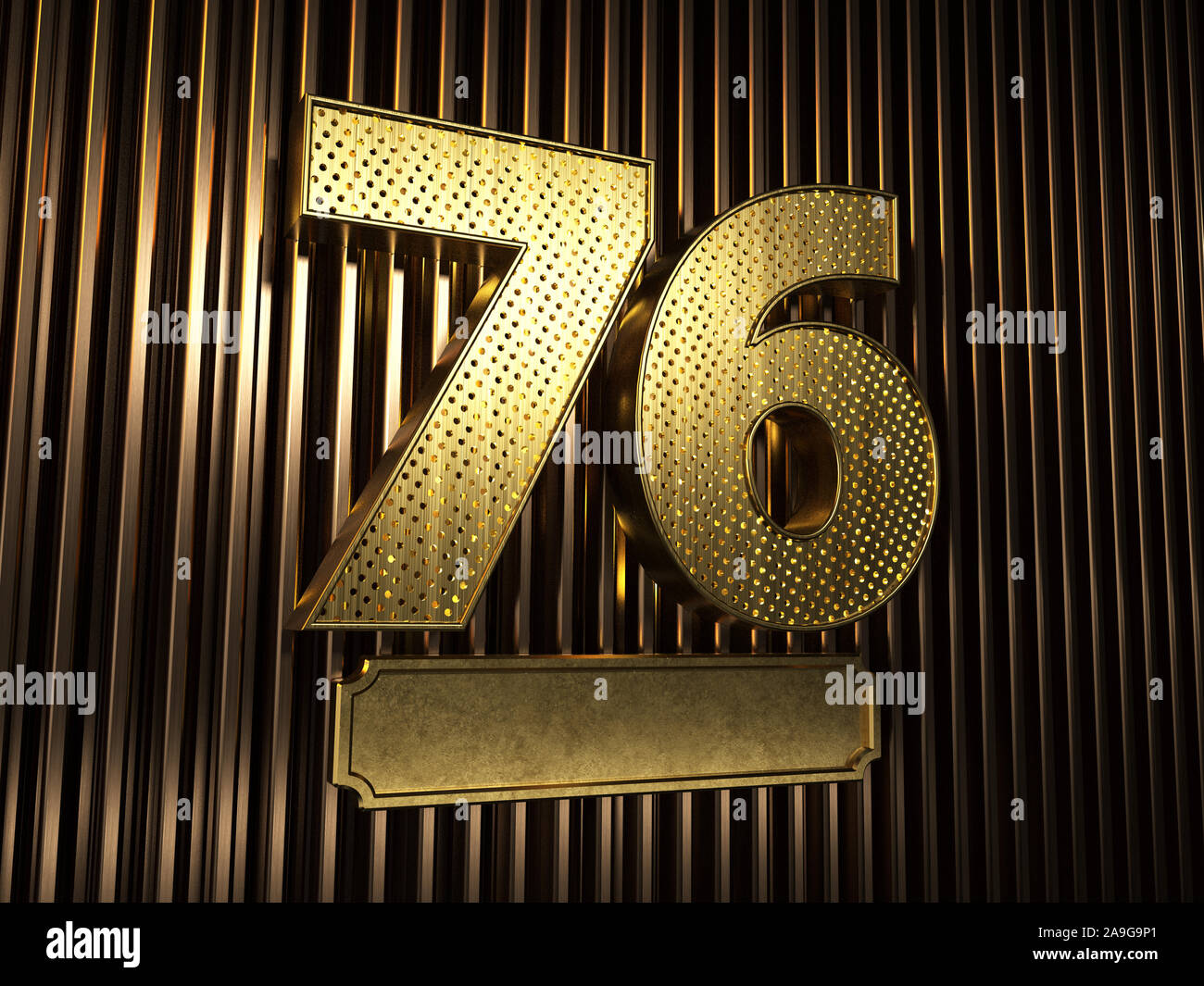 number 76 (number seventy-six) perforated with small holes on the ...