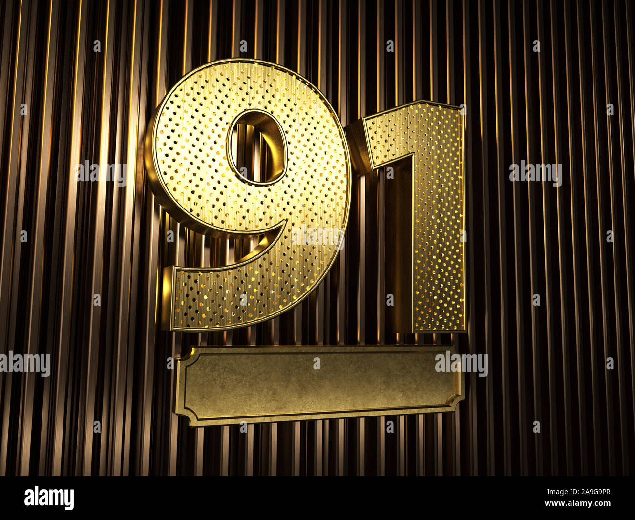 number 91 (number ninety-one) perforated with small holes on the ...