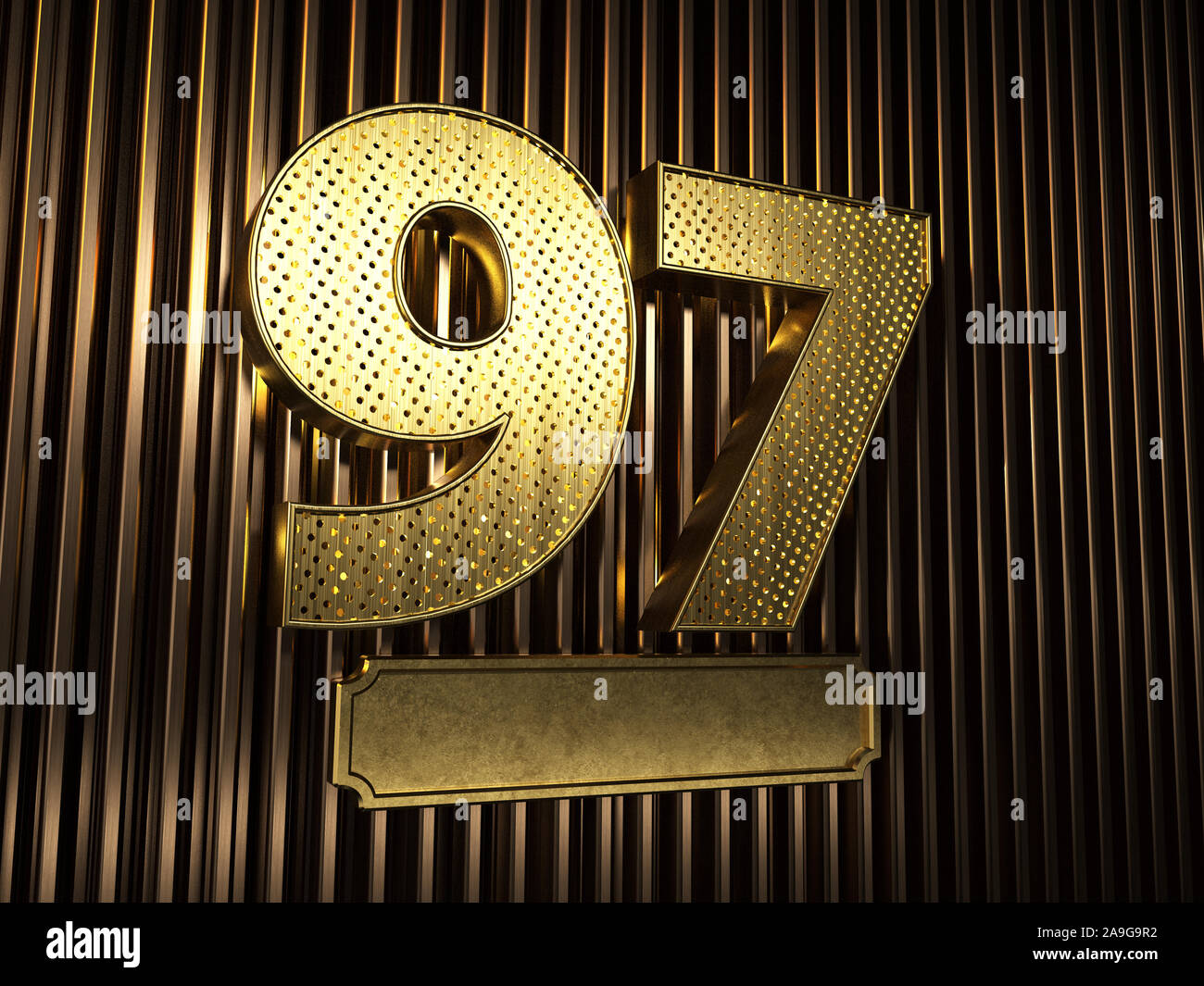 number 97 (number ninety-seven) perforated with small holes on the ...