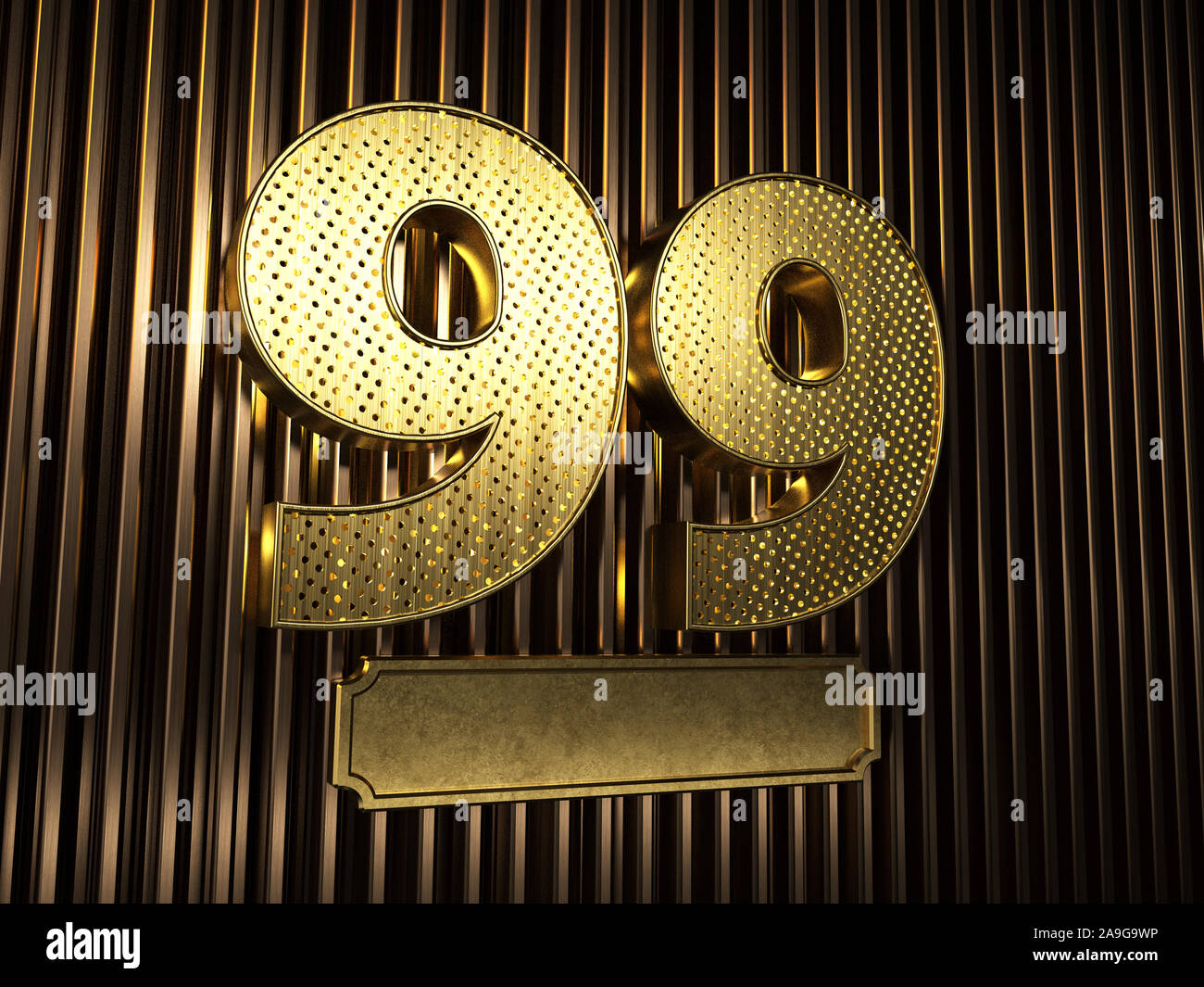number 99 (number ninety-nine) perforated with small holes on the ...