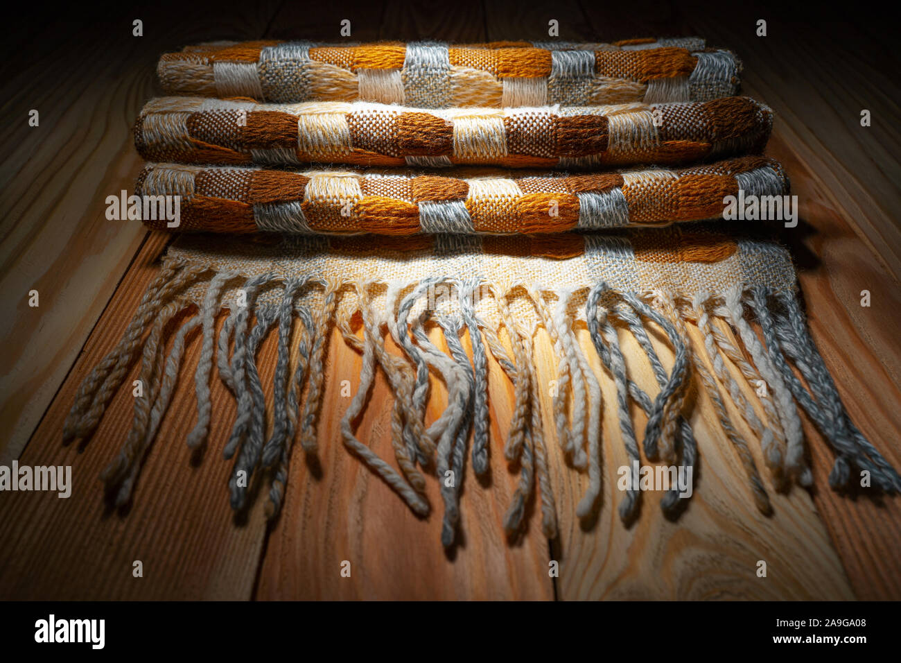 Stacked Knitted Plaid with Fringe. Knitwear Blanket Fabric Texture with ...