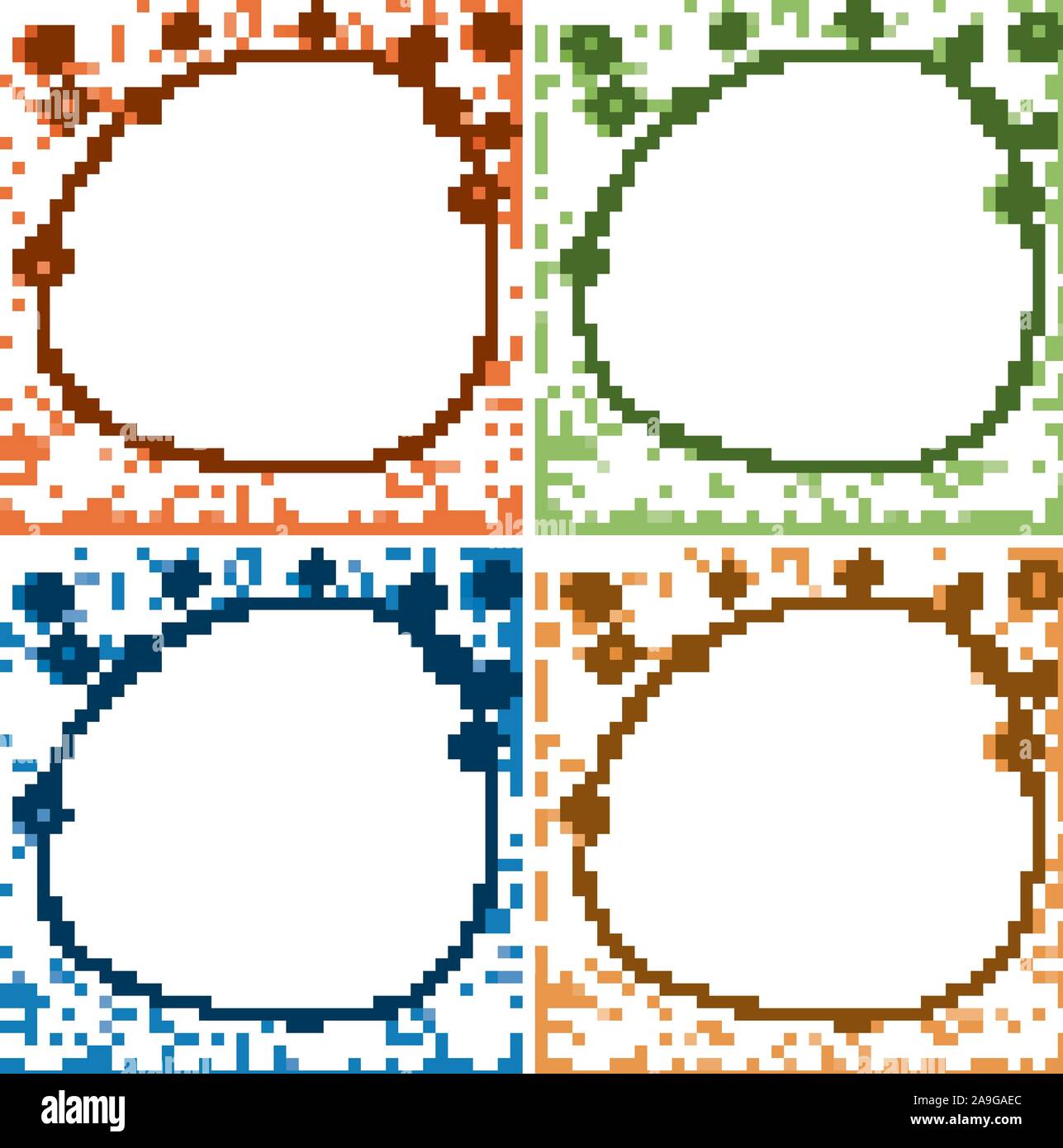 Background template with round frames in four colors illustration Stock ...