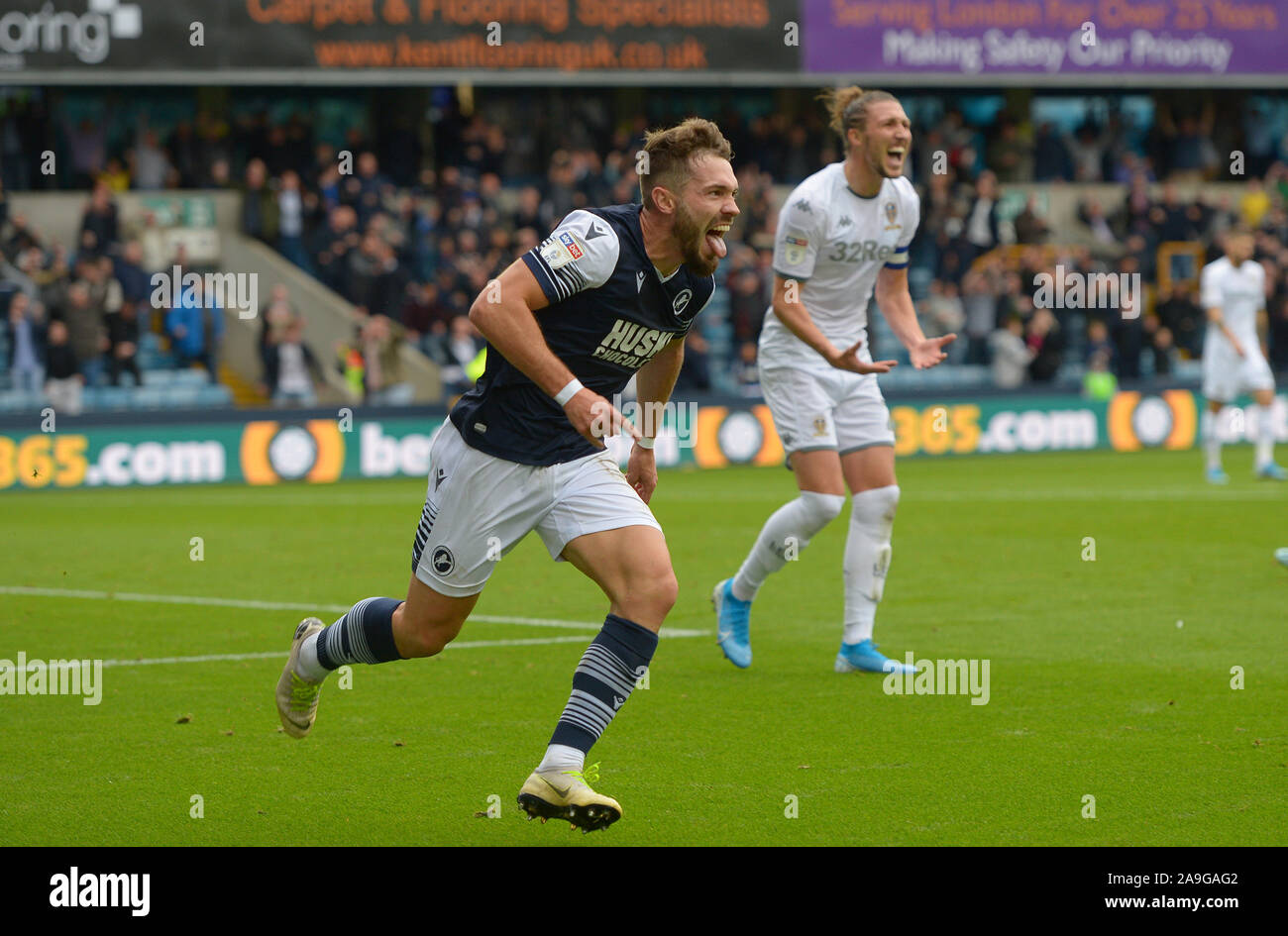 GOAL Tom Bradshaw of Millwall celebrates his goal and his teams second ...
