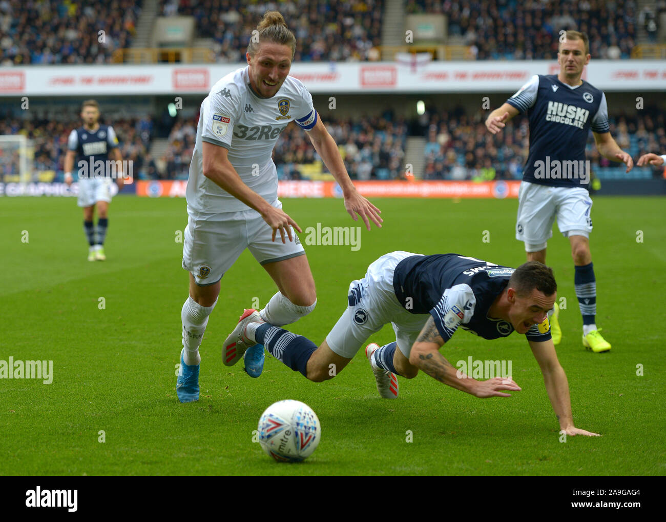 Shaun Williams of Millwall and Luke Ayling of Leeds United during the ...