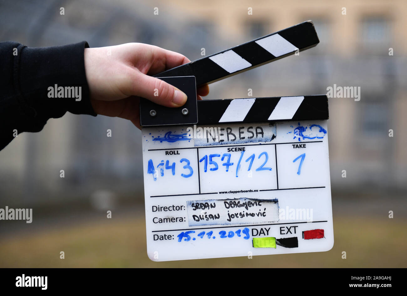 Weimar, Germany. 15th Nov, 2019. A film scene is started during the ...
