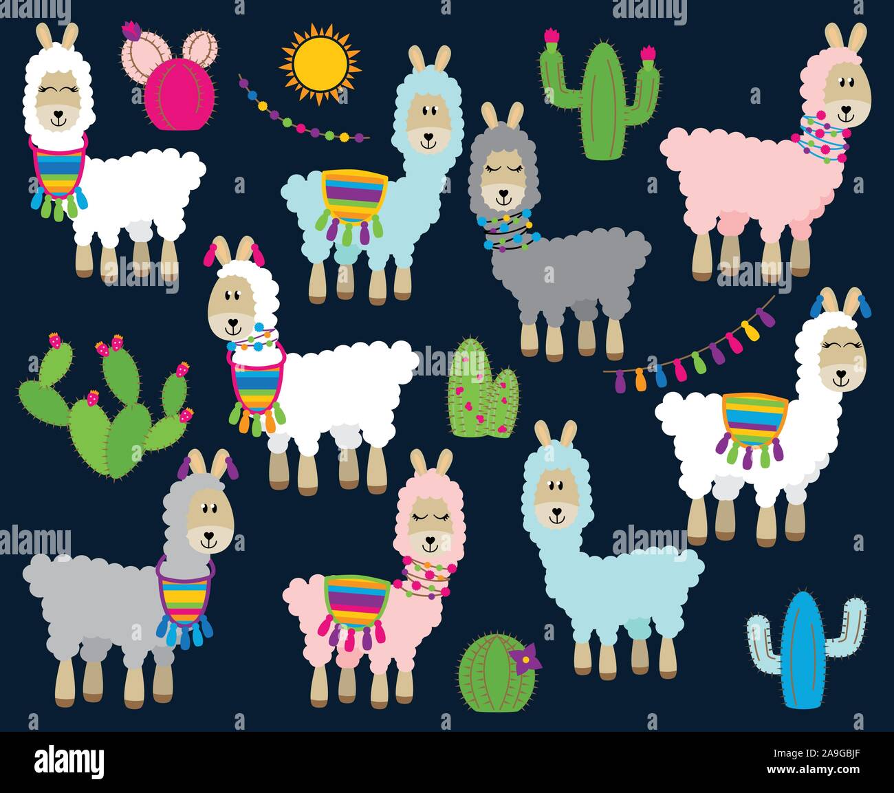 Girl llamas peru andes Stock Vector Images - Alamy