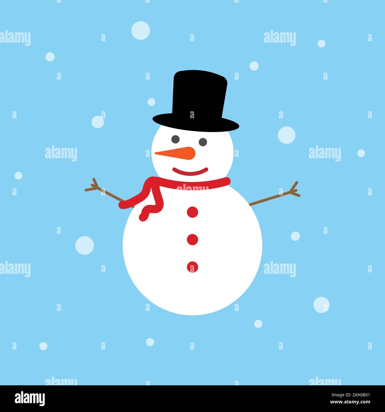 Snowman icon flat style on blue background Stock Vector Image & Art - Alamy