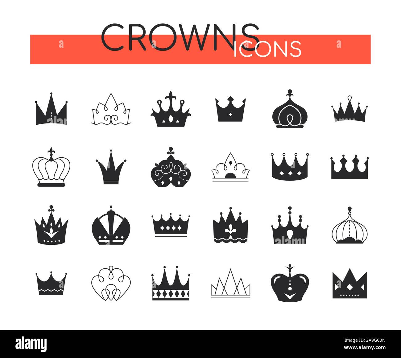 Crowns collection - set of black vector icons Stock Vector Image & Art ...