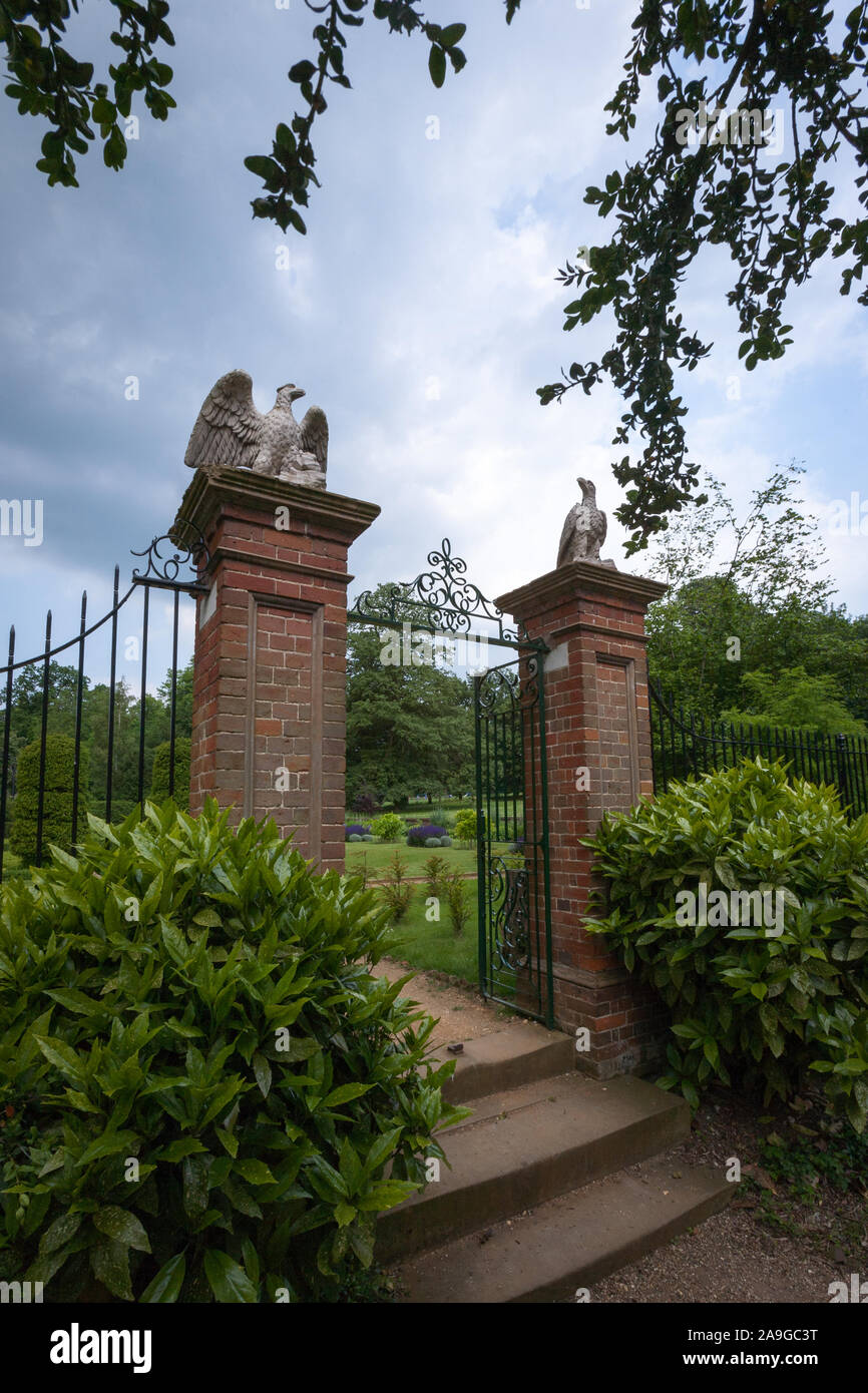 English Garden Gate. An ornate gated entrance to a public park in ...
