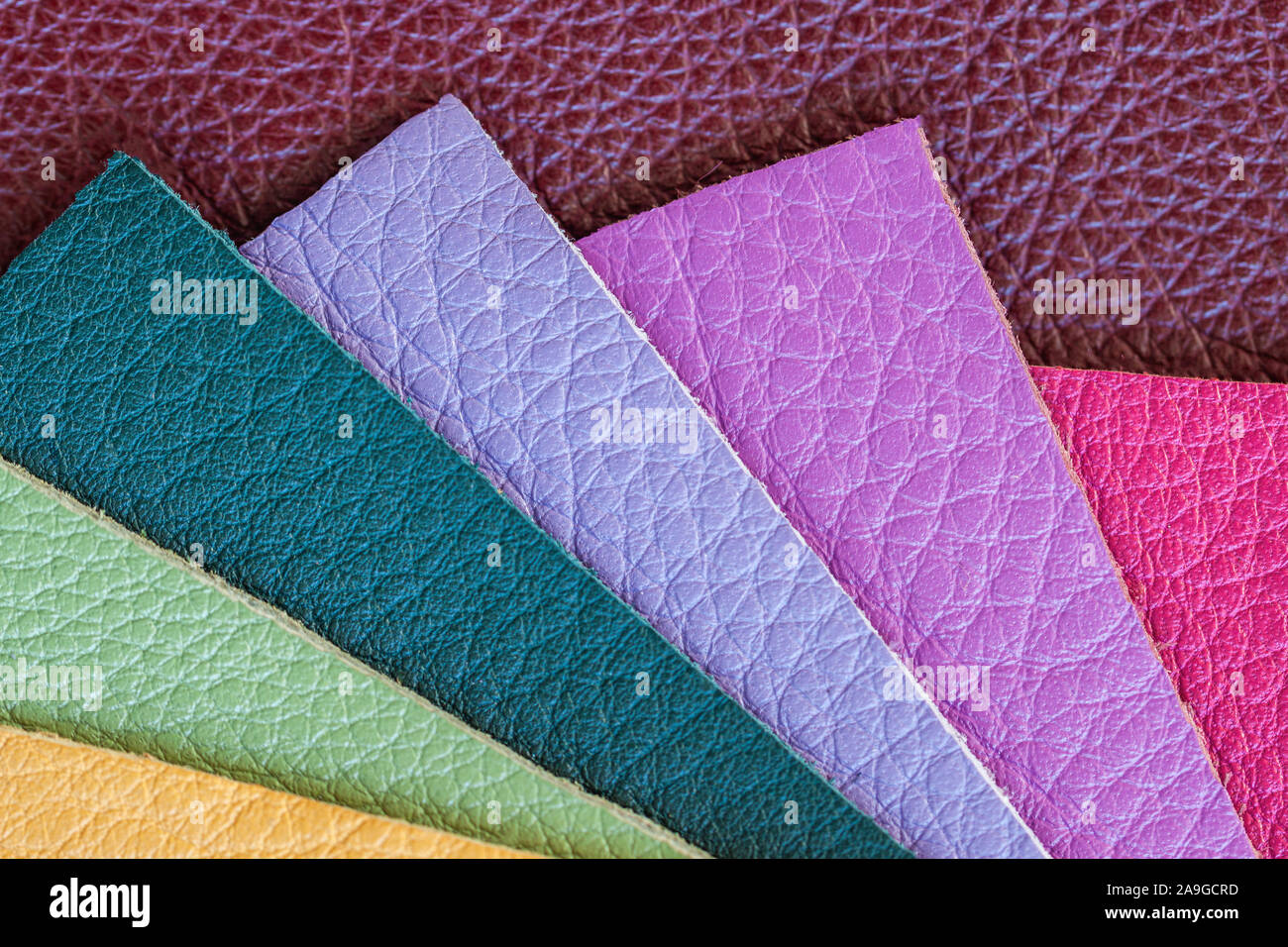 Bright samples of colorful genuine leather, texture, for background ...