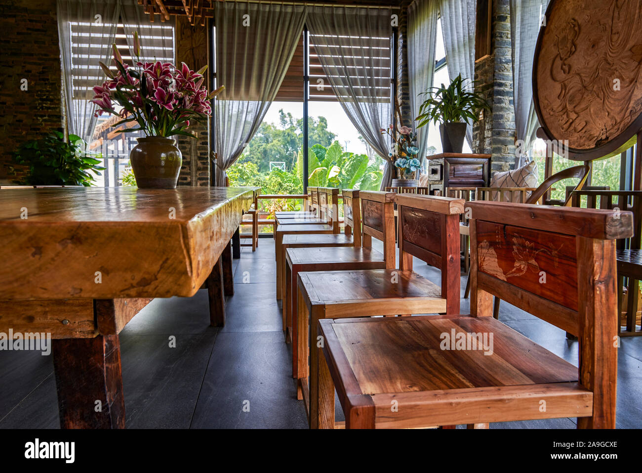 Decoration Style of Chinese Style Wood Art Conference Room Stock Photo ...