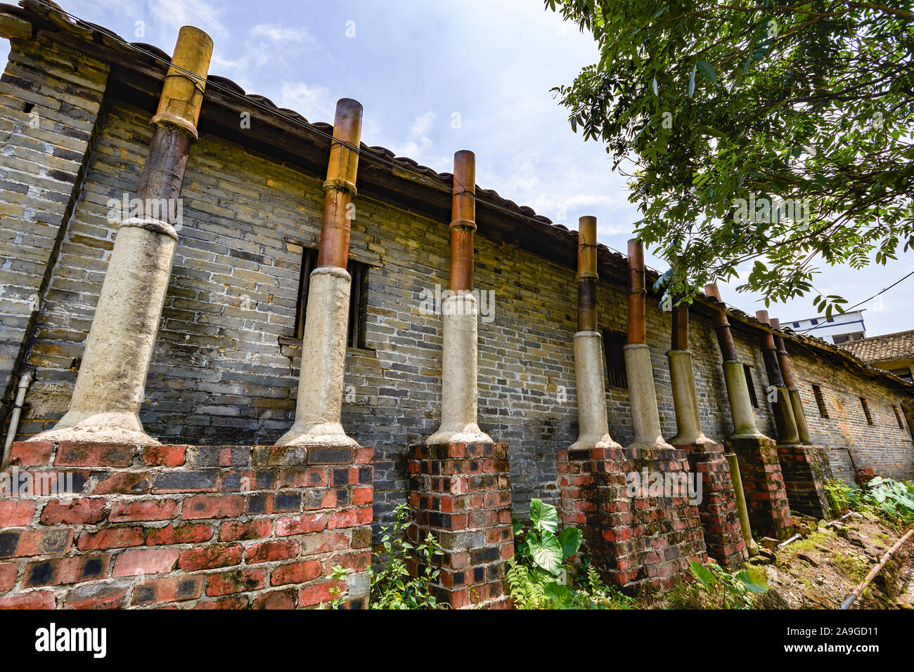 Chinese style brick kiln chimney Stock Photo - Alamy