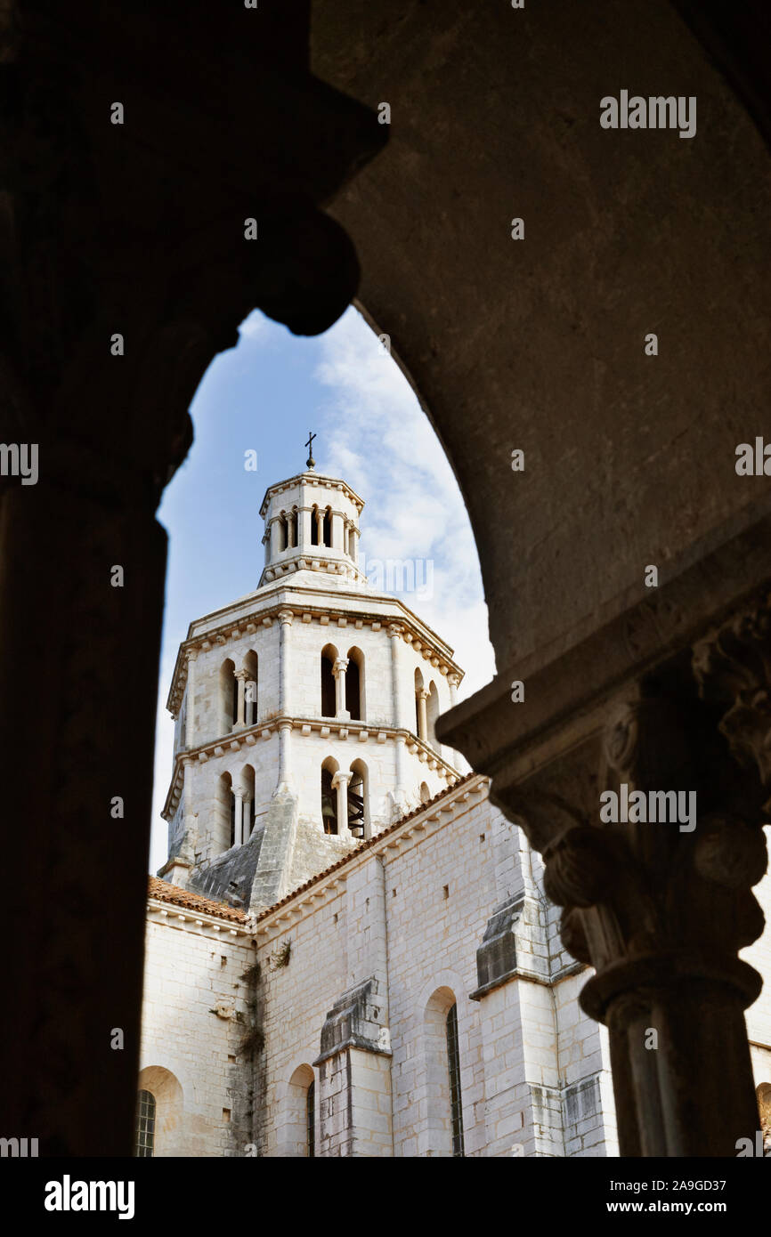 Beautiful bell tower of Cistercian abbey of Fossanova -Italy - in the ...