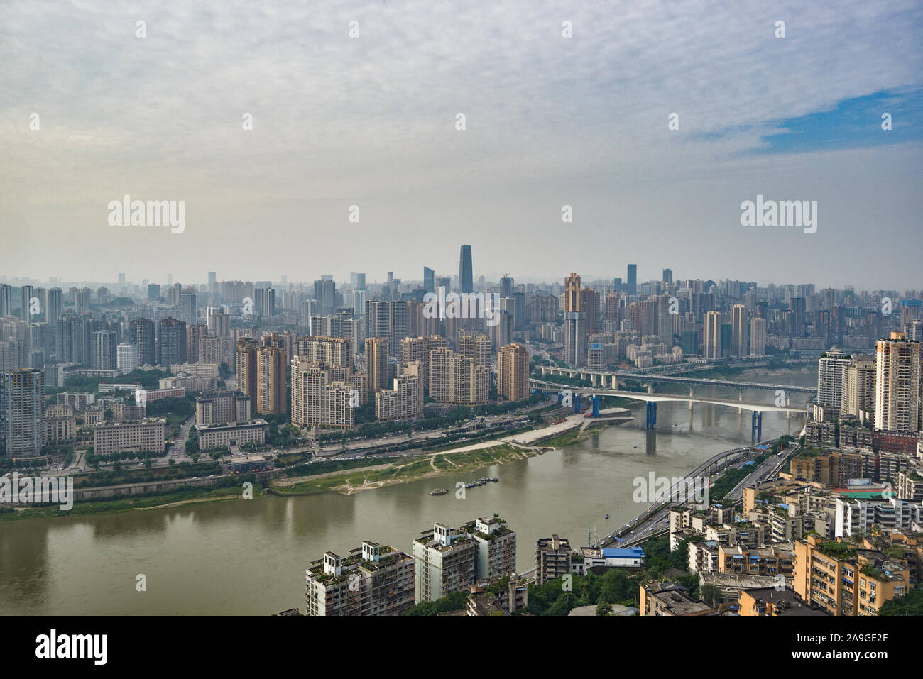 Cityscape along the Yangtze River in Jialing River, Chongqing, China ...