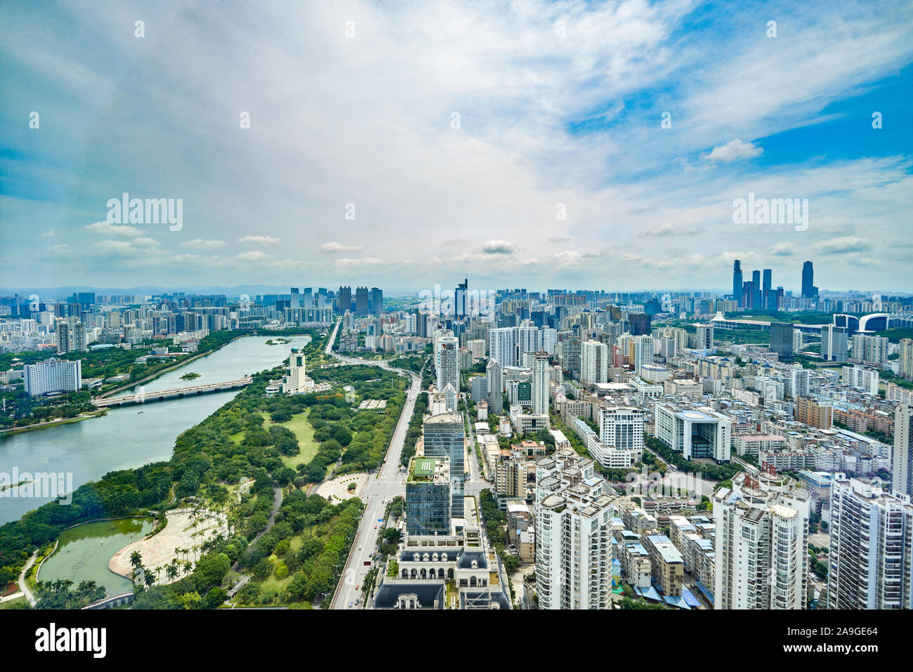 Asian urban landscape, indoor lakes and urban buildings Stock Photo - Alamy