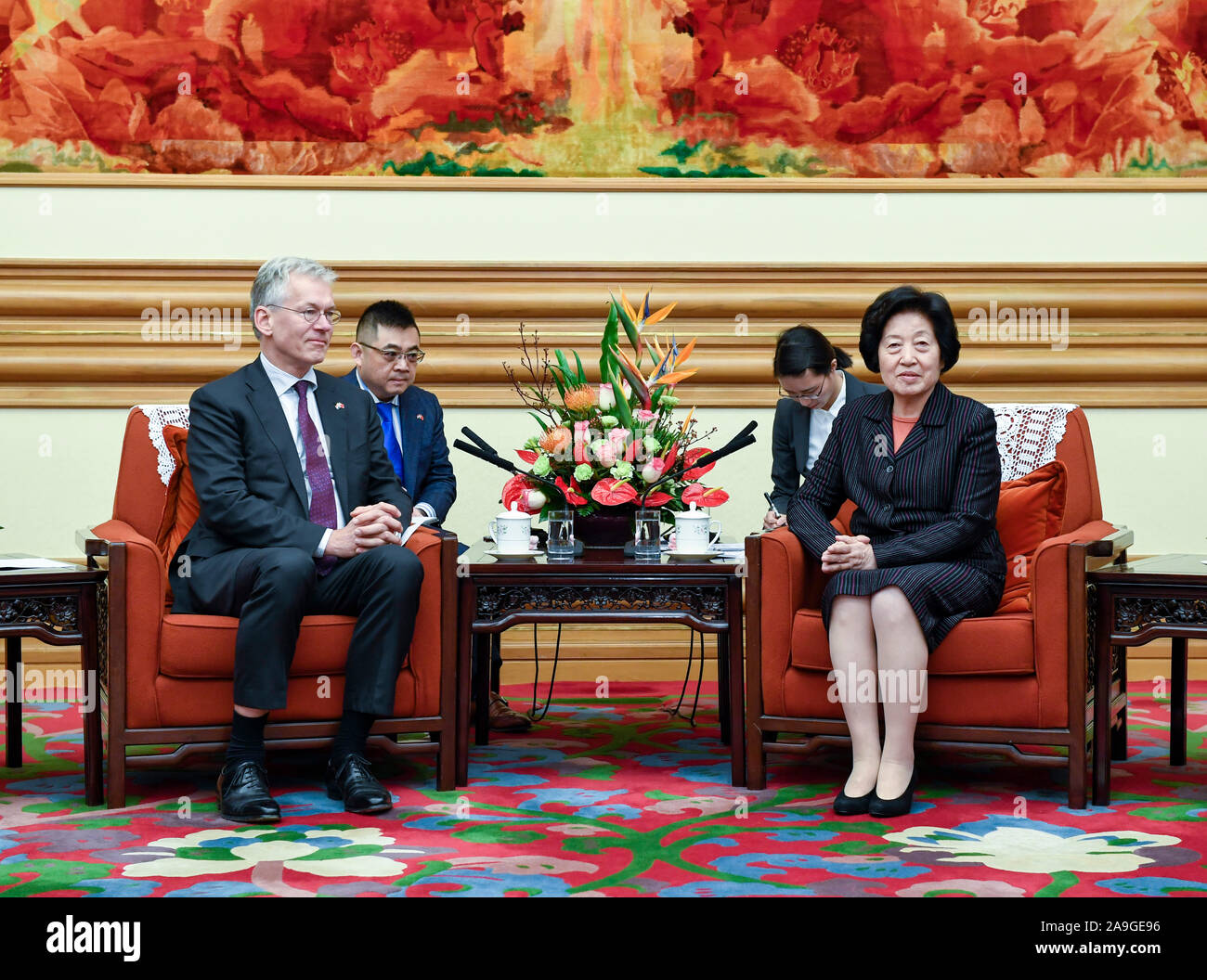 Beijing, China. 15th Nov, 2019. Chinese Vice Premier Sun Chunlan meets ...