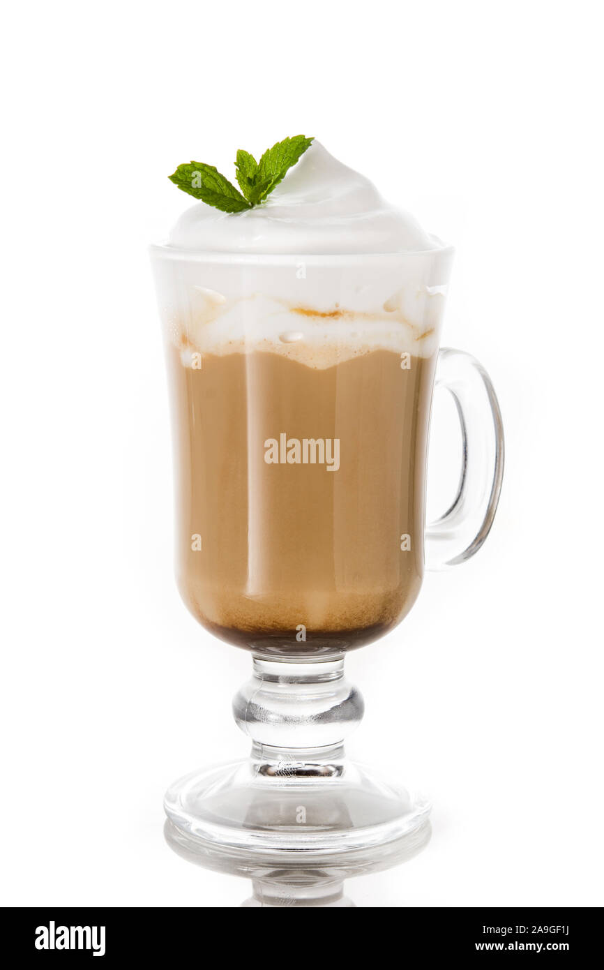 Peppermint coffee mocha for Christmas isolated on white background ...