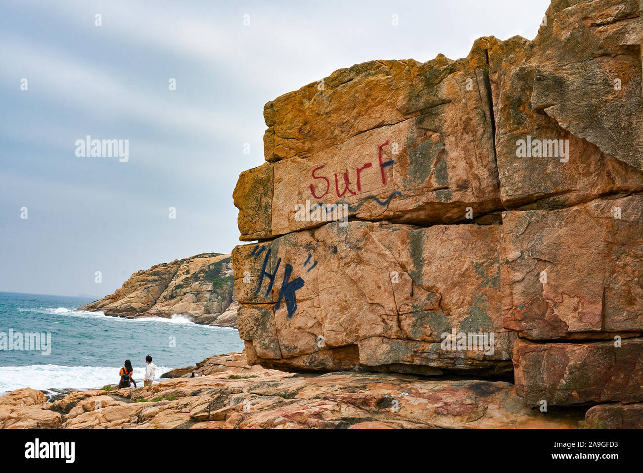 Graffiti on rocks view hi-res stock photography and images - Alamy