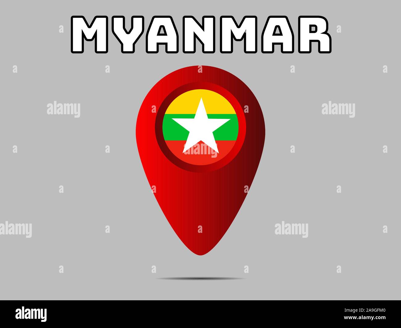 National flag of Republic of the Union of Myanmar. original colors and ...
