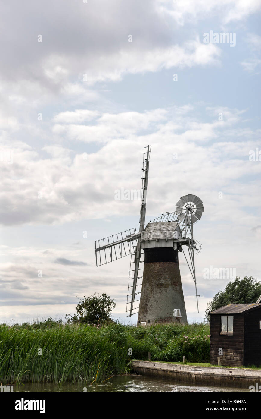 Old windmill, Norfolk Broads, UK Stock Photo - Alamy