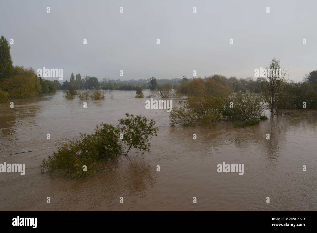 Flood waters from the River Wye in and around Ross on Wye Herefordshire ...