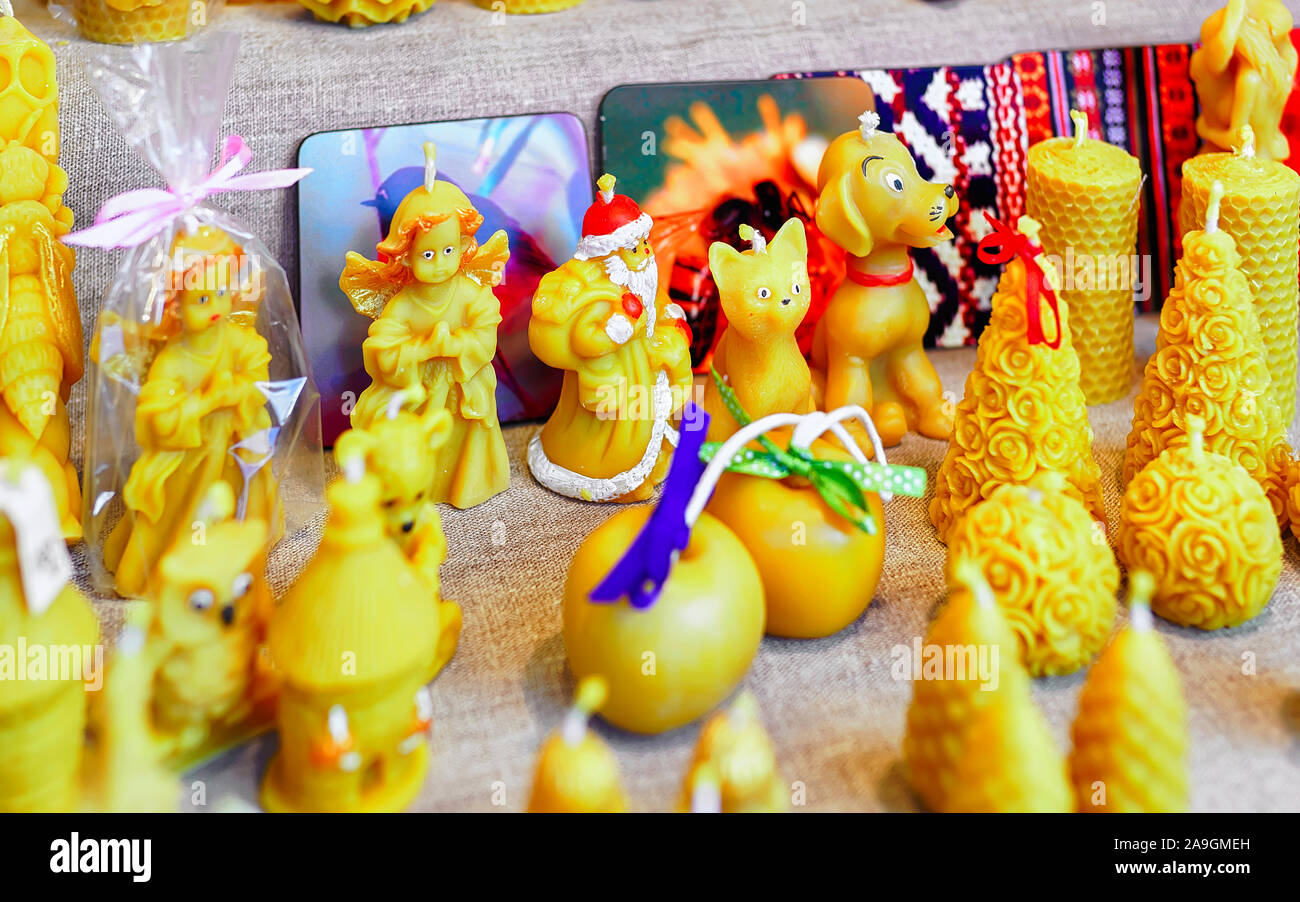 Festive wax figures displayed sale at Riga Christmas market new Stock ...