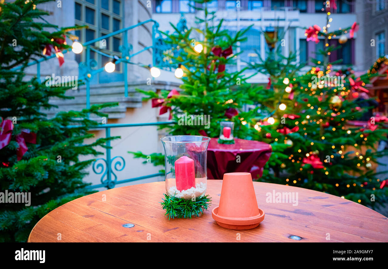 Candle and Christmas trees at Christmas market Opera house new Stock ...