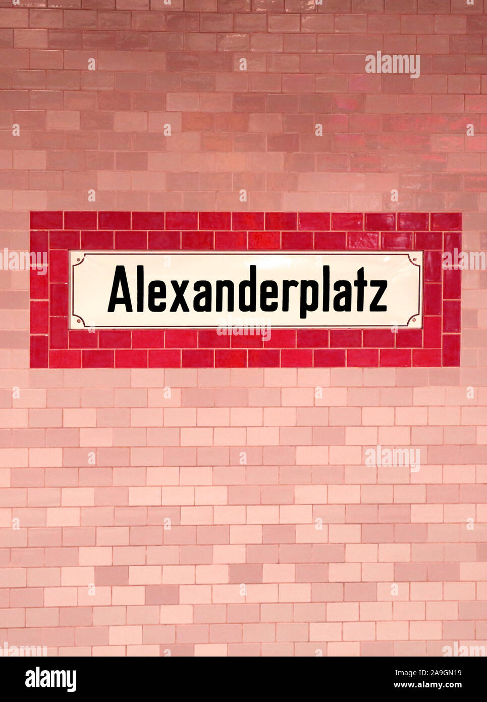 Wall of Tiles with the text ALEXANDERPLATZ which is the name of the ...