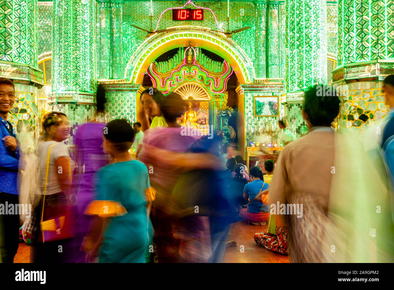 Burmese People Praying At The Kaung Mu Taw (Kaunghmudaw) Pagoda ...