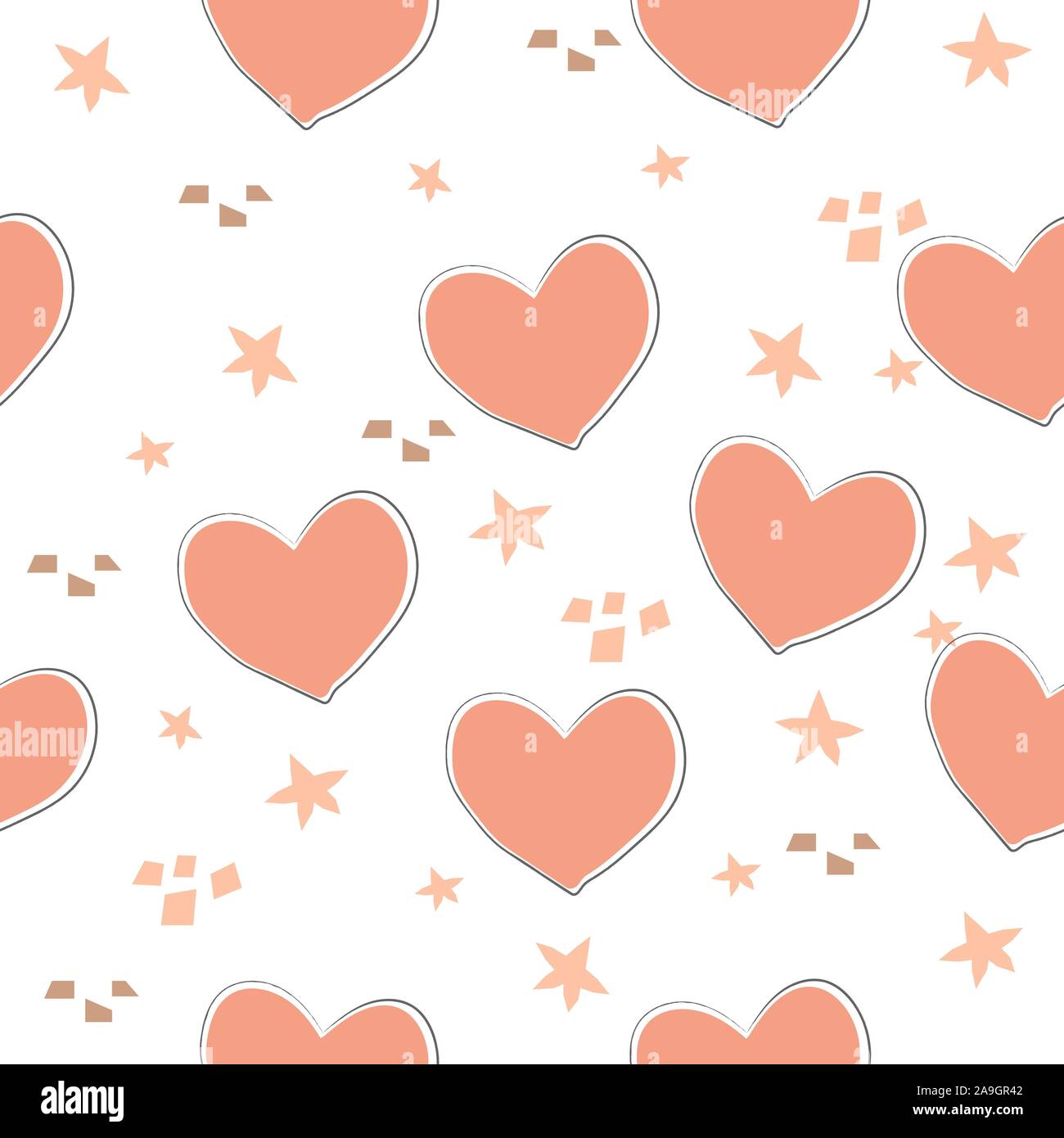 Terracotta Heart Abstract Seamless Pattern. Modern Digital Design ...