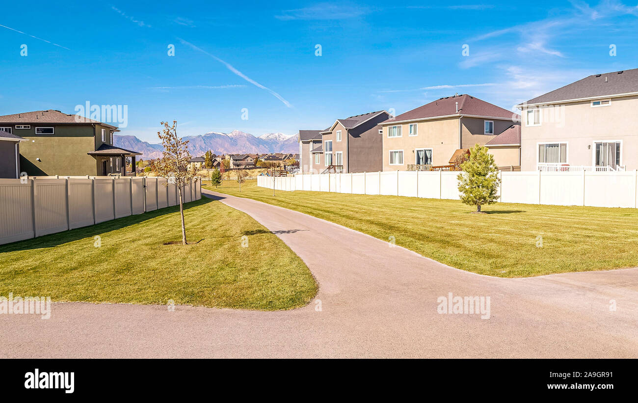 Panorama frame Intersection of footpaths in an urban park Stock Photo ...
