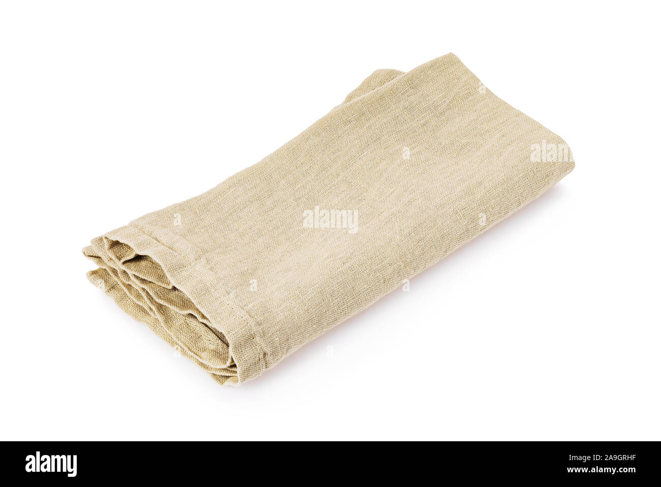 Folded napkin isolated on a white background. Kitchen textiles. Stacked ...