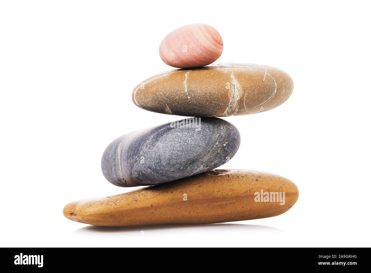 Balancing pebbles isolated on white background. Sea stones in balance ...